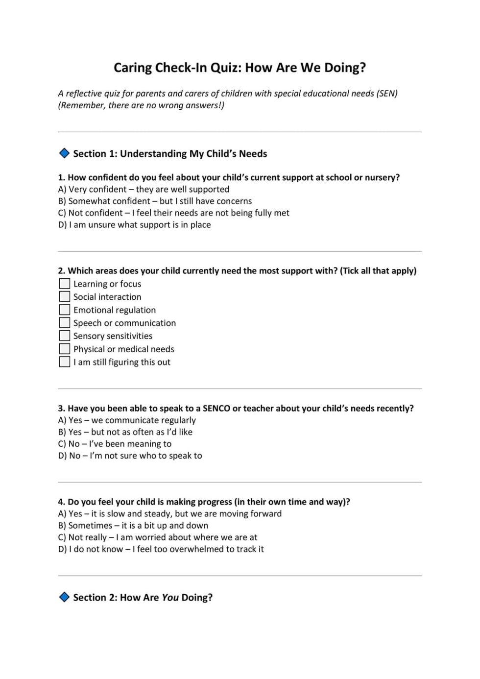 Download And Complete The Free Caring Check-in Quiz For Parents